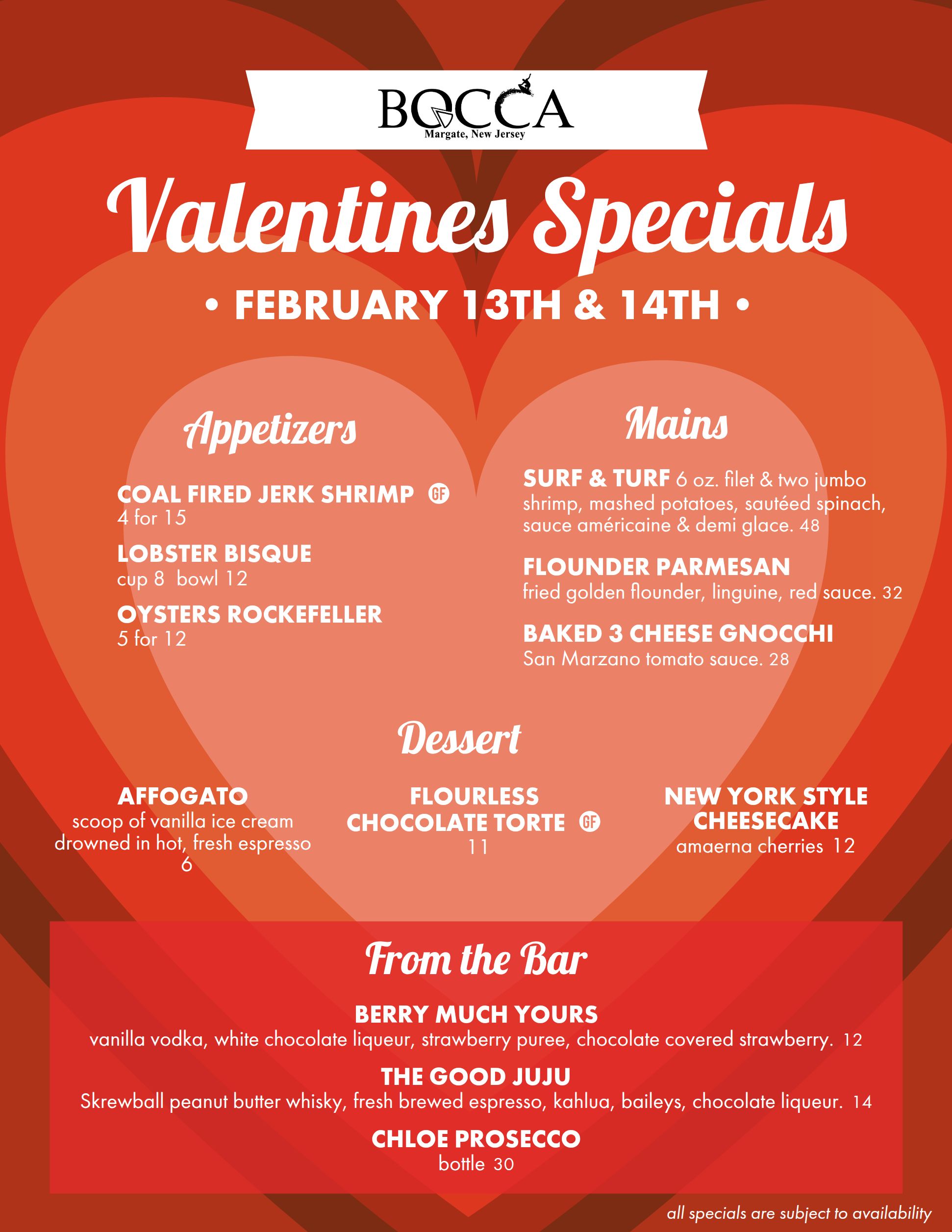 Valentine’s Day Specials › Bocca Coal Fired Bistro ‹ 7805 Ventnor Ave ...